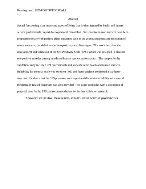 Pdf Development And Validation Of The Sex Positivity Scale