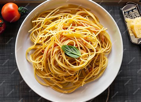 Premium Photo Italian Food Spaghetti View From Above