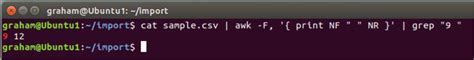 linux commands to assist with importing a csv file into