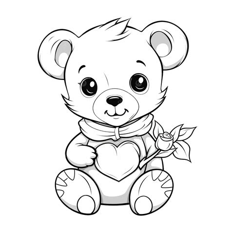 Feliz Día De San Valentín Lindo Bebé Osito De Peluche Dibujo Boceto