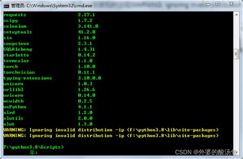 解决python使用pip安装包时出现warning ignoring invalid distribution ip f
