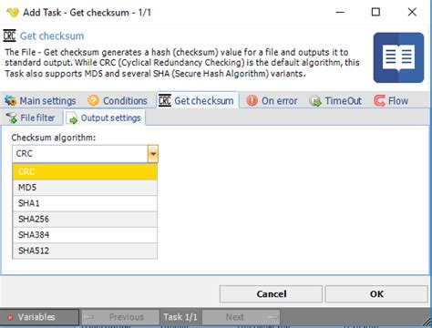 task file get checksum