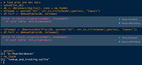 sqlite r dbreadtable returns no such table error stack overflow