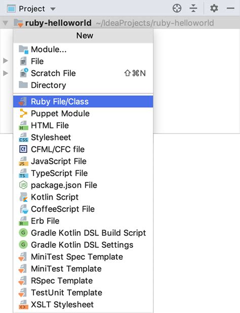create and run your first ruby project intellij idea