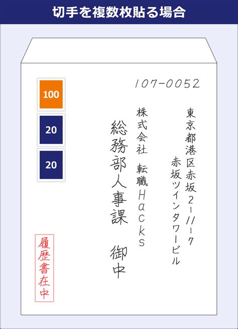 履歴書の封筒は、いくらの切手で郵送できる？貼り方や正しい枚数は？｜転職hacks