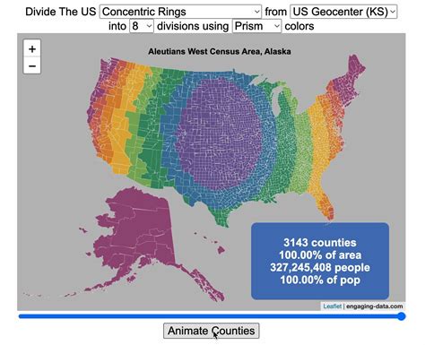 Interactive Web Tool For Splitting The Us Into Equal Population