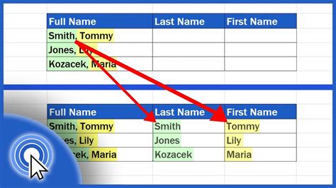 how to separate names in excel youtube