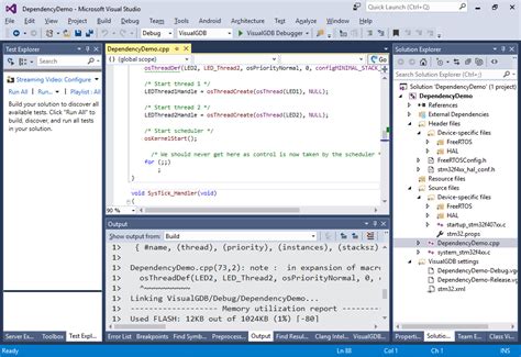 using embedded memory explorer to track code dependencies visualgdb