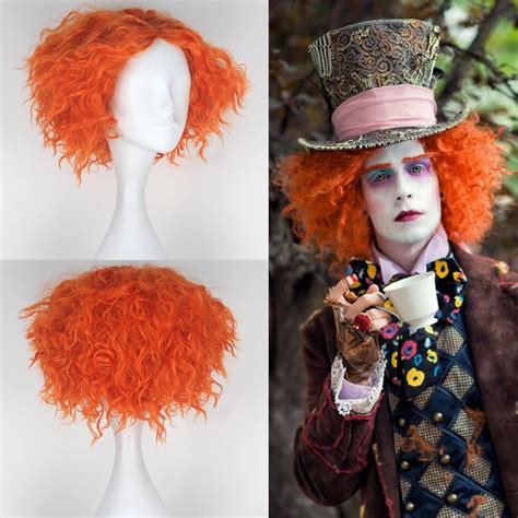 Coralegend Mad Hatter Cosplay Wigs Short Curly Orange Alice
