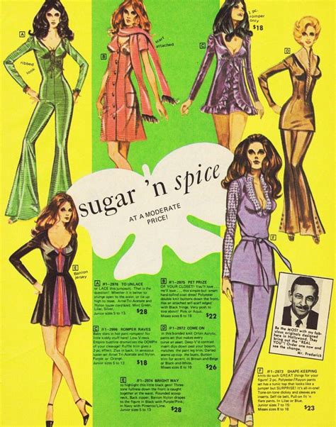 Fredericks Of Hollywood 1972 Fashion Design Collection 70s Inspired