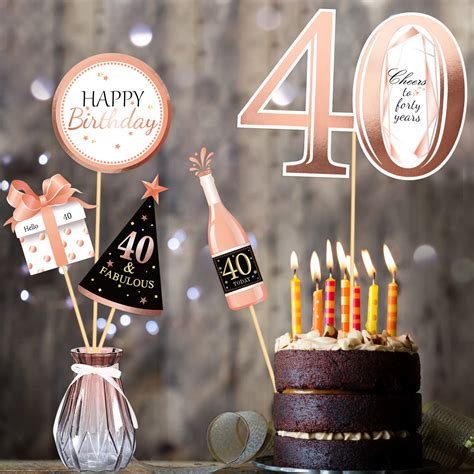 Konsait Rose Gold 40th Birthday Centerpiece Sticks 40th Birthday Table