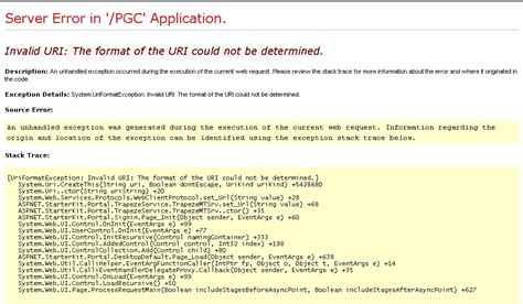 asp head scratchers invalid uri the format of the uri could not