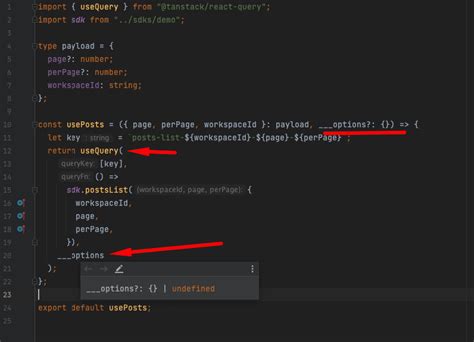 how to import type definition from react query to set type of options
