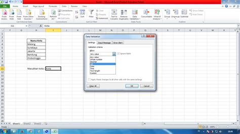 cara membuat menu dropdown pada cell dalam excel with