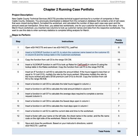 grader instructions excel 2019 project chapter 2