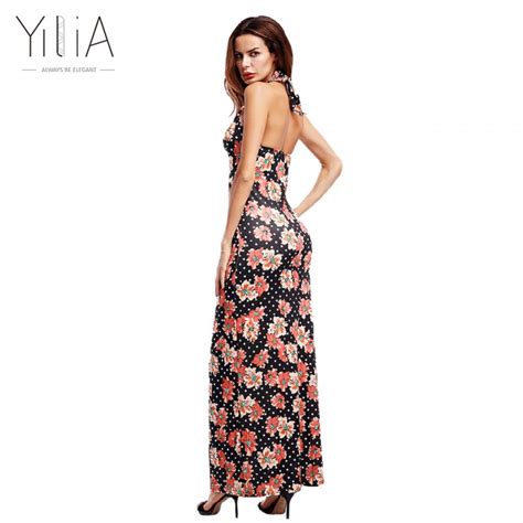 Yilia Brand Women Long Maxi Dress 2017 Summer Russian Style Floral