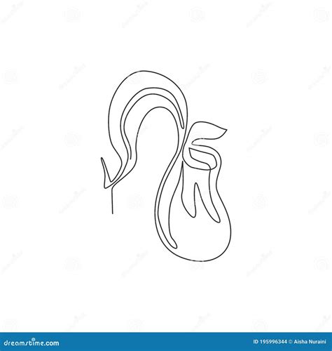 One Continuous Line Drawing Of Beauty Fresh Nepenthes For Home Wall Art
