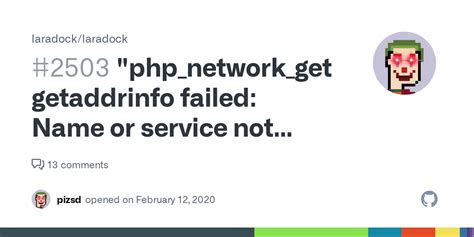 php network getaddresses getaddrinfo failed name or service not