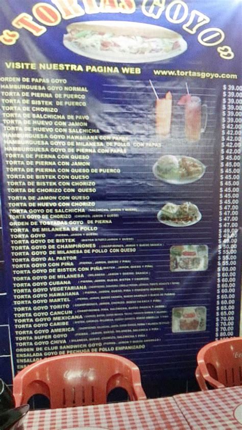 Carta Del Restaurante Tortas Goyo Cancún Av 137 Mza 96 Lote17