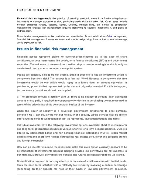 Solution Risk Management Class Lectures 251963571 Financial Risk