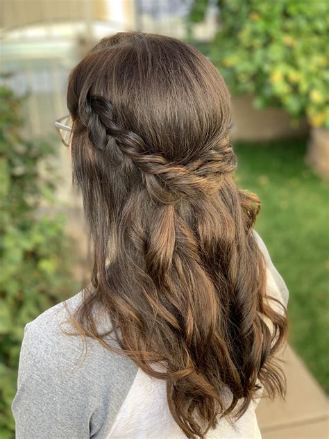 Loose Curls Braided Brunette Hairstyle Updo Braided Hairstyles Hair