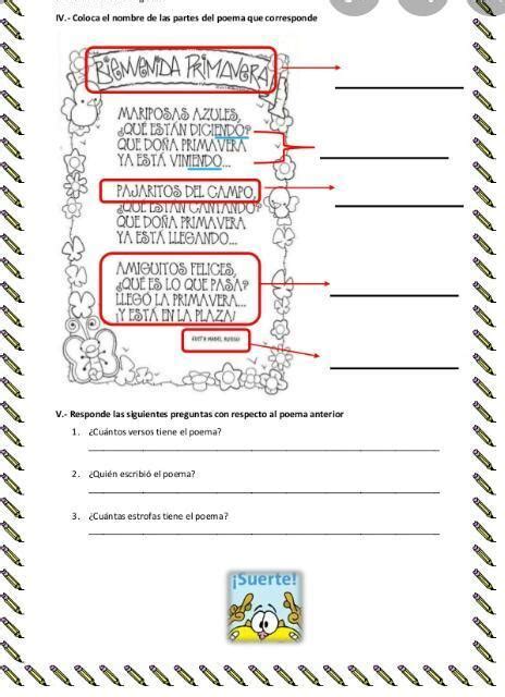 Partes De Un Poema Para Ninos