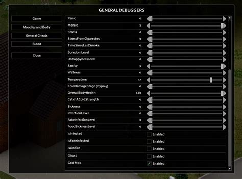 project zomboid cheats how to enable debug mode and use