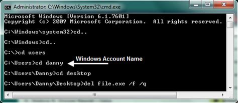 delete files from desktop with command prompt html