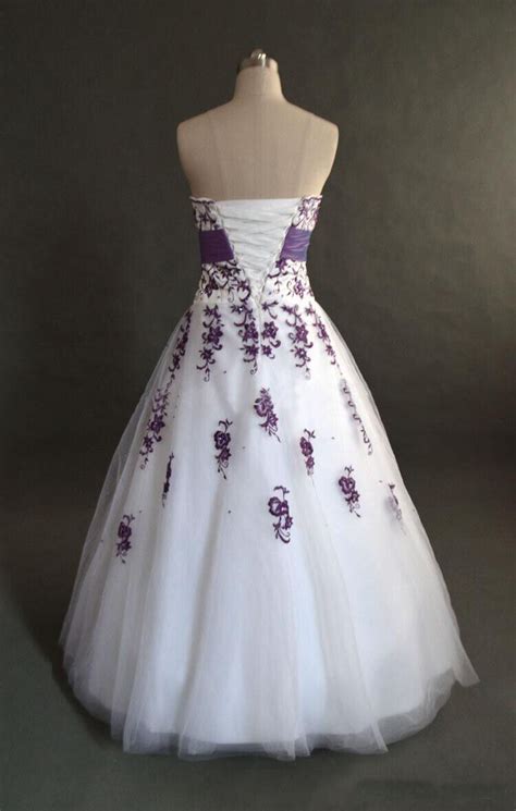 Purple And White Corset Wedding Dresses