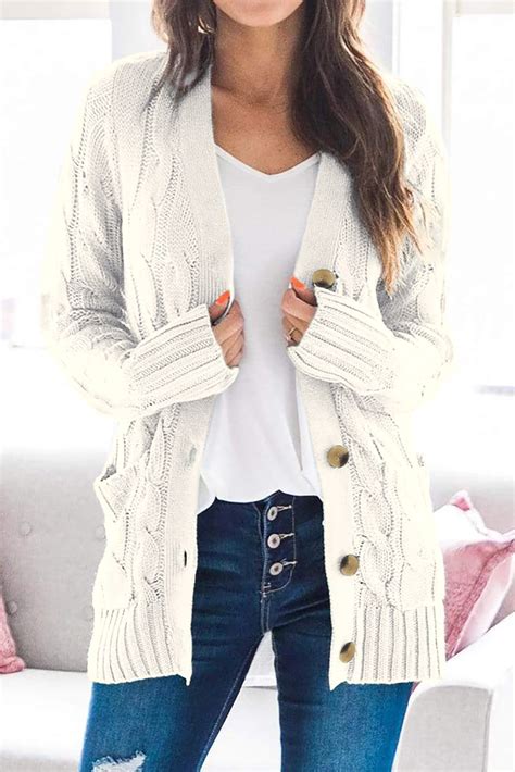 Lindsey Womens Cardigan Knitwear Sweater White Amber Millet