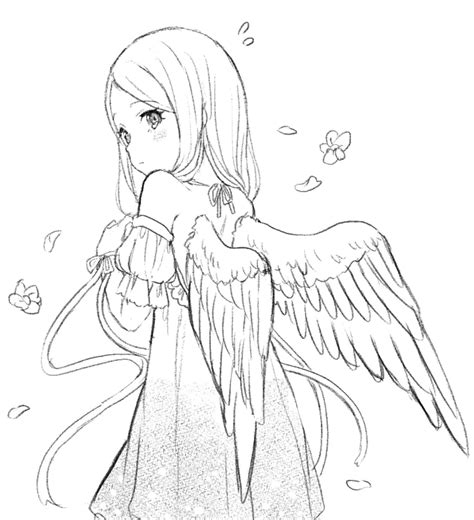 Safebooru 1girl Angel Wings Bangs Bare Shoulders Blush Commentary