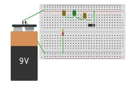 circuit design practica 2 leds en serie tinkercad