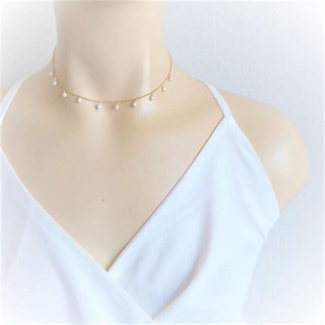 Freshwater Pearl Necklace Pearl Dangle Choker Xmas T Etsy