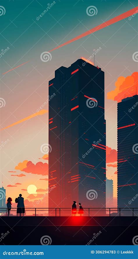 Sunset Dusk Love Romantic Background Sky Sunset Landscape Illustration
