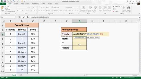 excel formula conditional average update sekolah