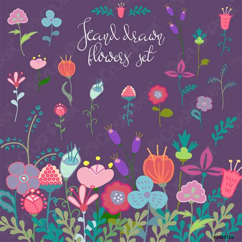 Hand Drawn Flowers Set Stock Vector 2488169 Crushpixel