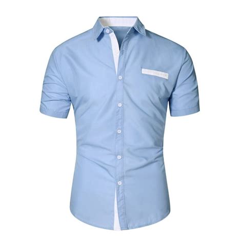 Needbo Mens Dress Shirts Regular Fit Short Short Sleeve Business