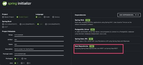 java spring boot postgresql spring data rest でrest api