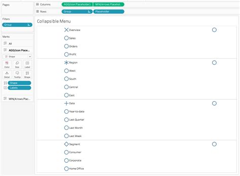 how to build collapsible menus in tableau phdata