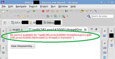 eclipse gdb 启动 no source available for gdb[38] proc[42000