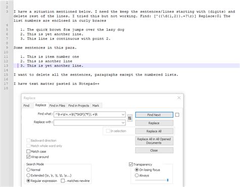 notepad delete lines using regex super user
