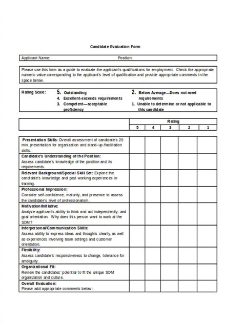 Job Interview Evaluation Form
