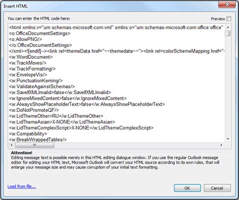 how to insert your html into an email message and stop outlook from