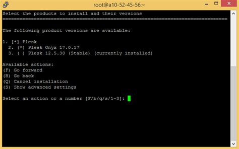 upgrading plesk for linux using installer console plesk onyx