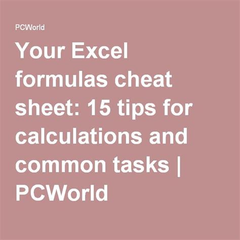 your excel formulas cheat sheet 15 tips for calculations and common