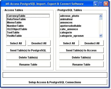 ms access postgresql import export and convert software main window