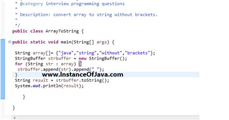 how to convert array to string without brackets in java