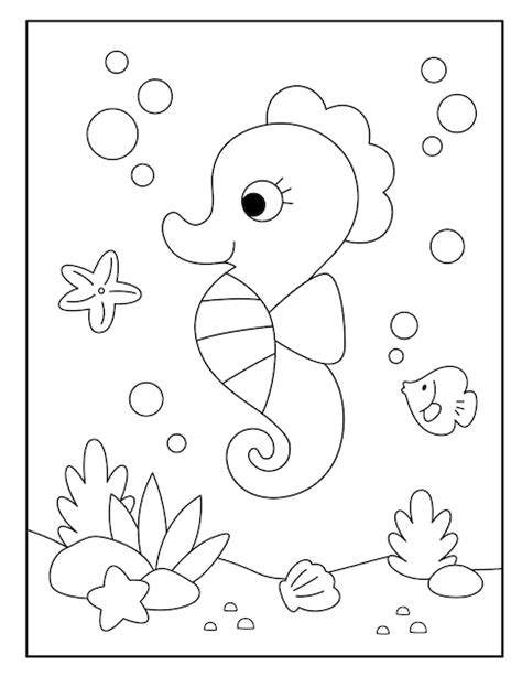 Bonitos Dibujos De Caballitos De Mar Para Colorear Para Niños Vector