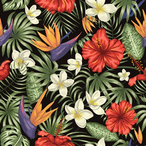 Premium Vector Vector Seamless Pattern Of Green Tropical Leaves With