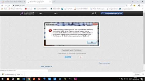 sql server how to solve connection error and sql